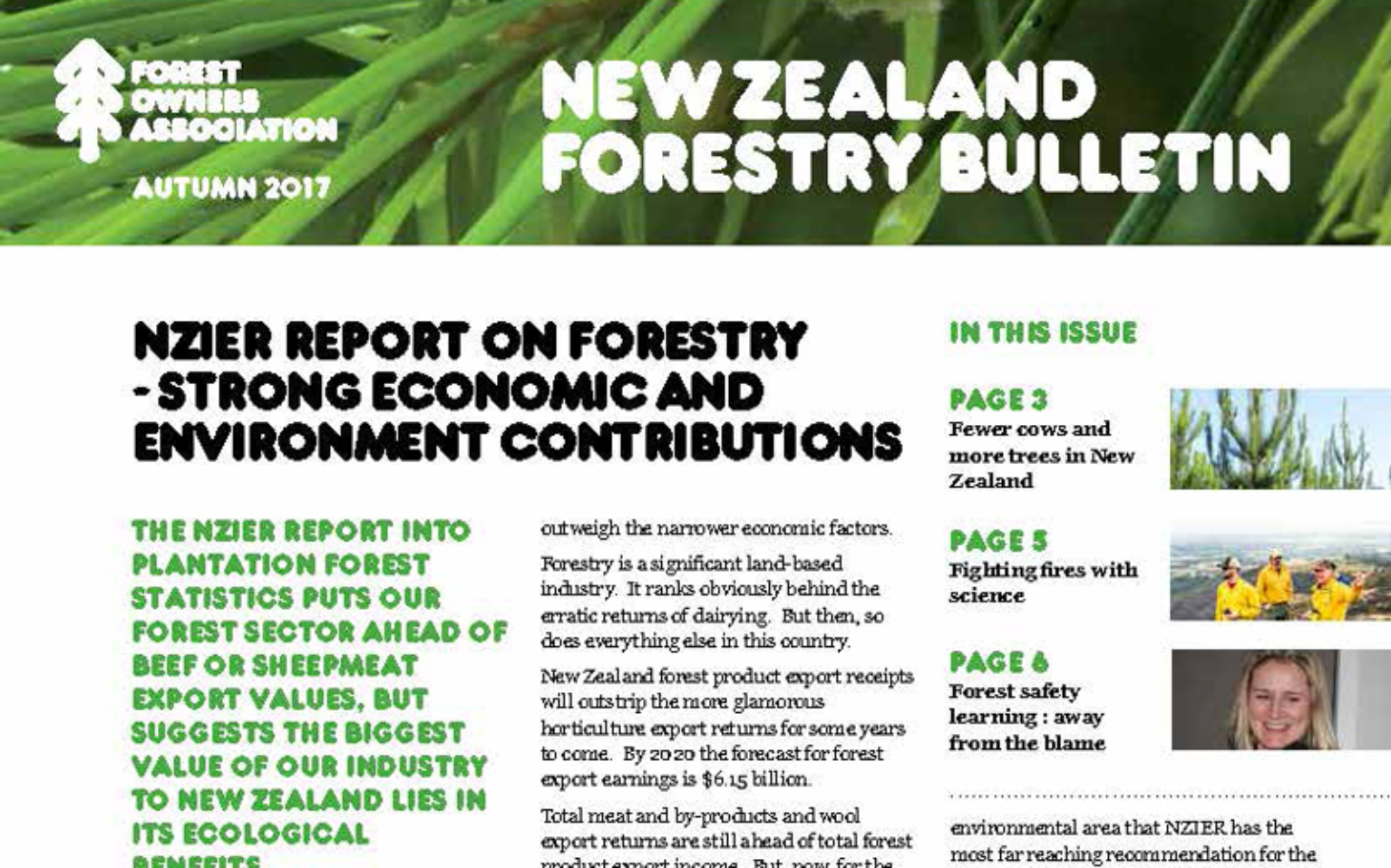 New Zealand Forestry Bulletin, Autumn 2017 - Forestenterprises.co.nz